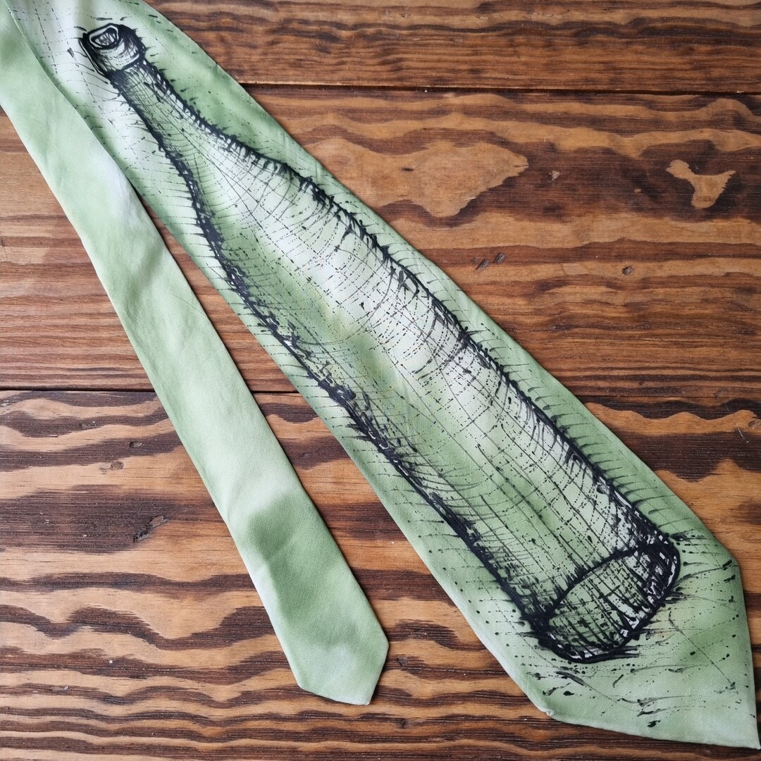 Vintage Meier Seide Silk Necktie, Hand Painted, Bottle Drawing - Etsy