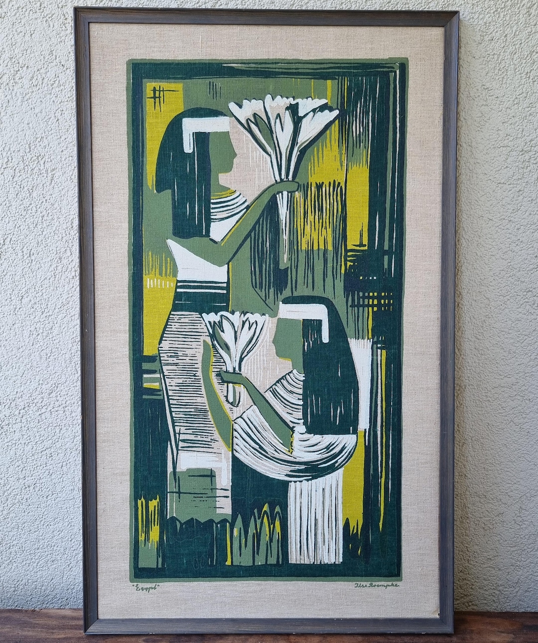 Framed Textile Art by Ilse Roempke Egypt , Signed Framed 15x 25" - Etsy