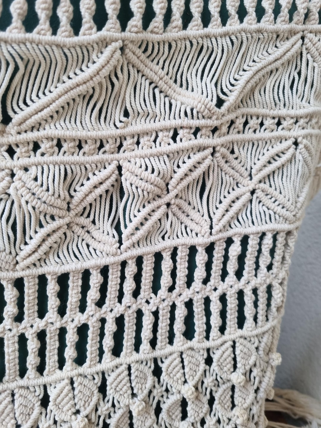 Macrame Vintage Crosher Window Curtain, Macrame Decor - Etsy