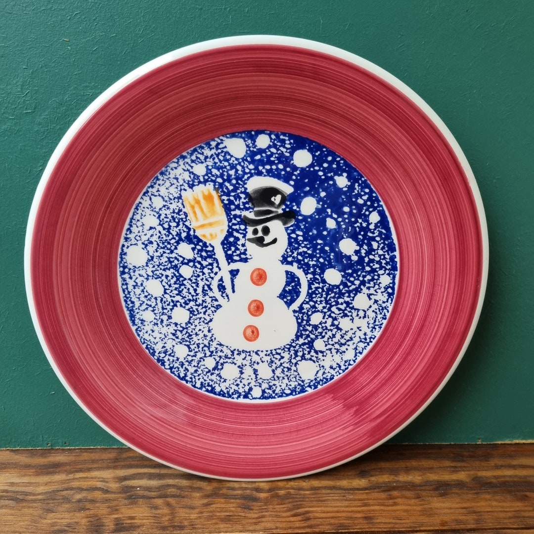 Vintage Italian Tre Ci Large Plate Christmas Decor Snowman - Etsy