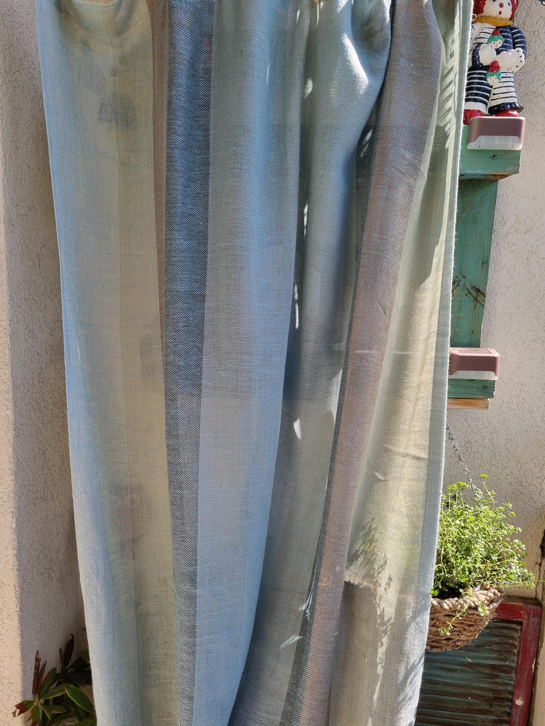 Swedish 70s Net Curtain Panel- Beige Gray Geometric Retro Window Sheer ...