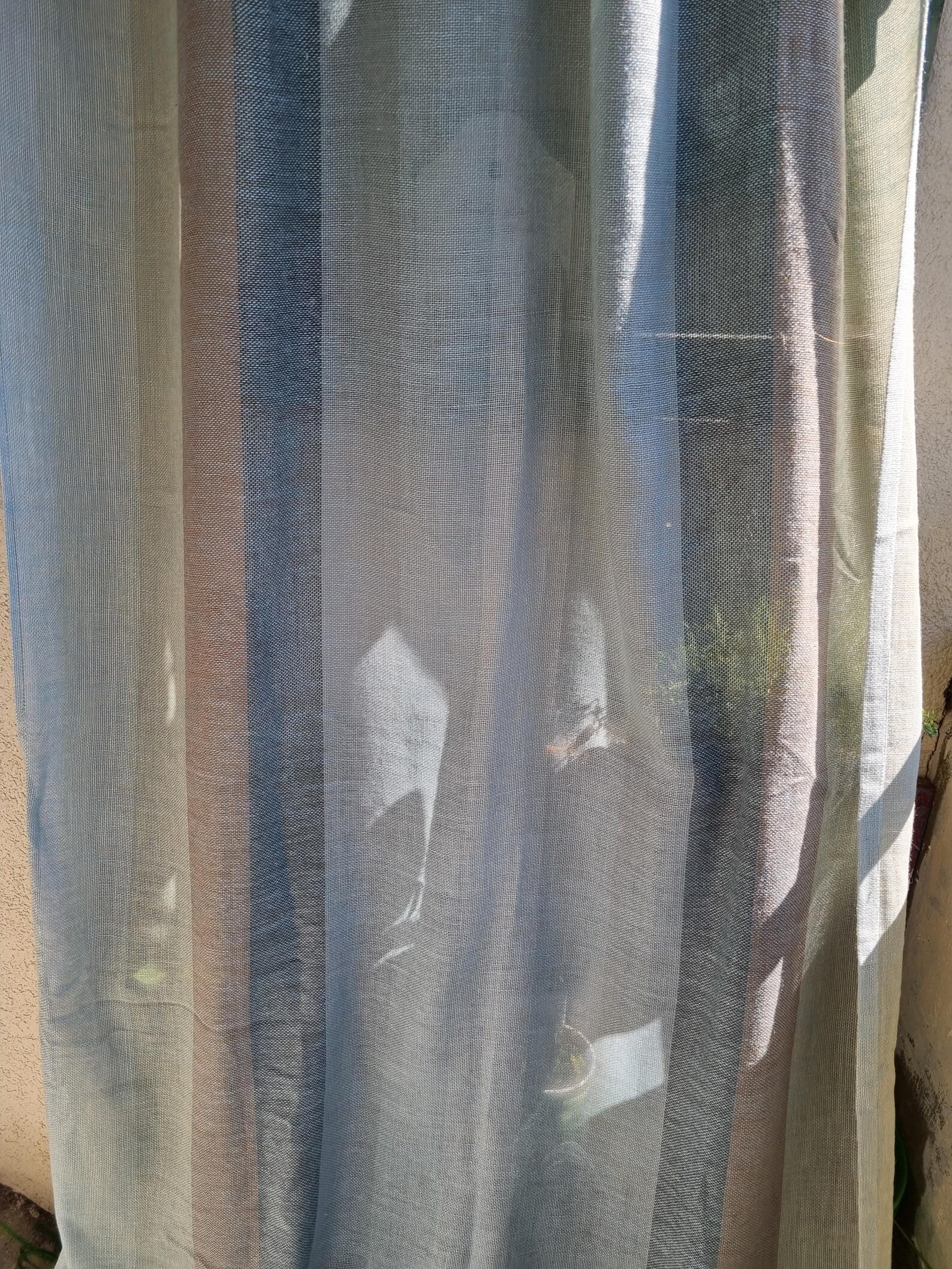 Swedish 70s Net Curtain Panel- Beige Gray Geometric Retro Window Sheer ...