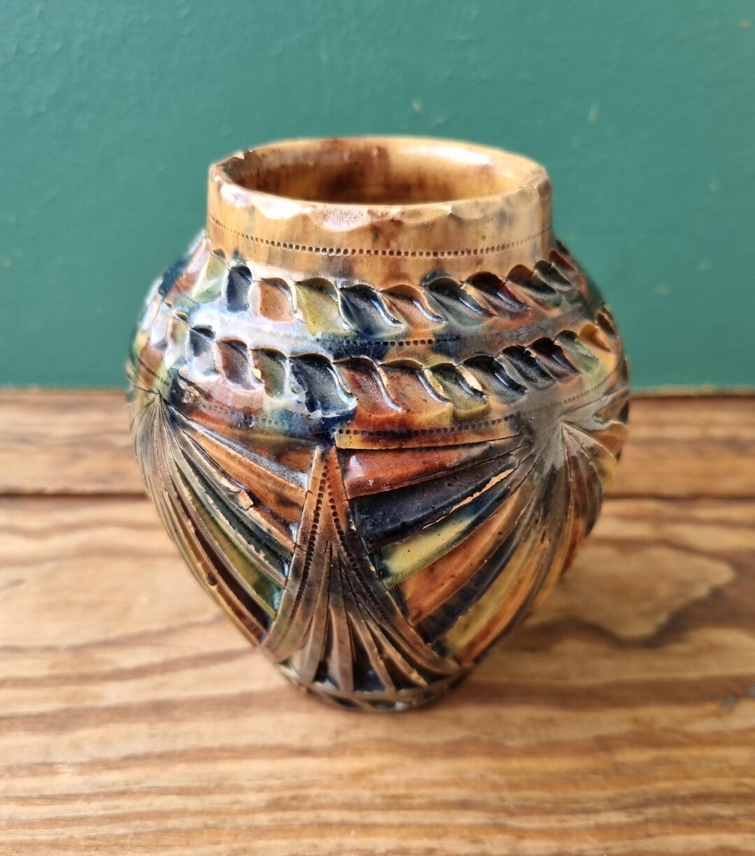 Dutch Frisian Art Pottery Small Vase, Frisian Carving Circa 1930 - Etsy