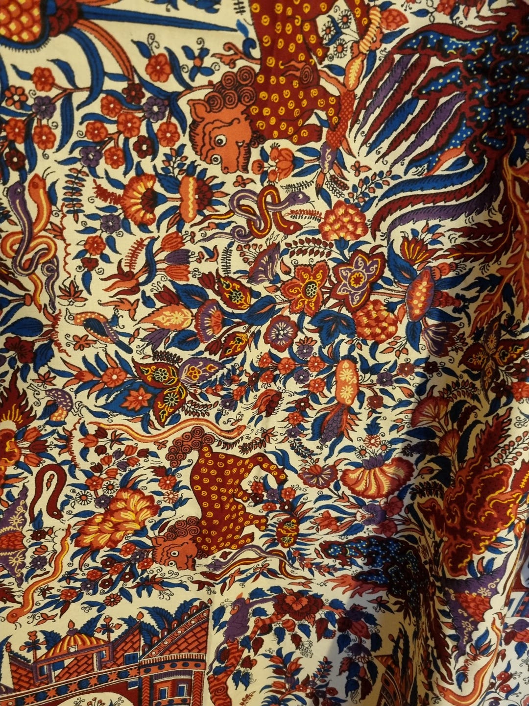 Java Print Fabric, Indonesian Printed Batik Fabric, Vintage Java ...