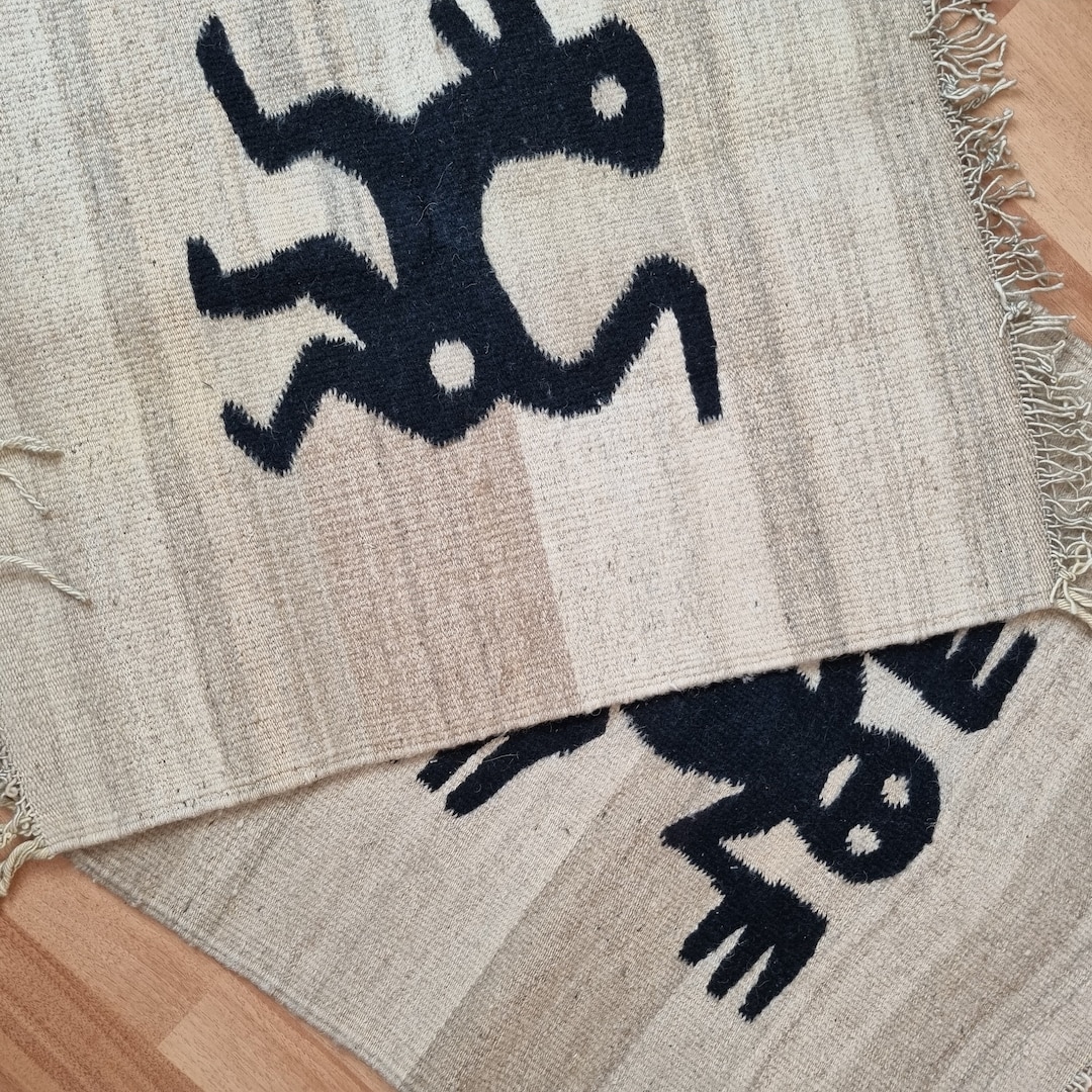 Mexican Vintage Woven Wool Carpets Set, Aztec Symbol - Etsy