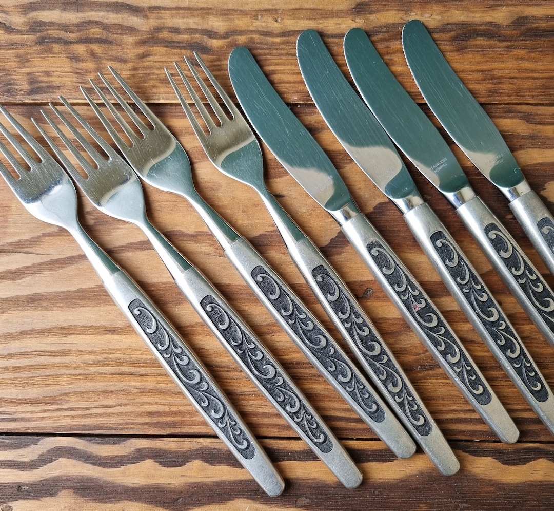 G.J. Pewter, Stainless Cutlery Set, Mid Century Modern - Etsy