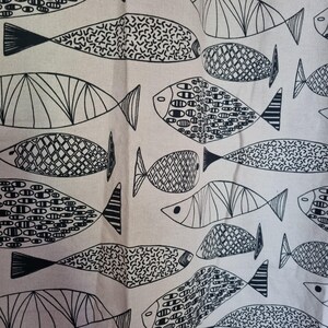 Swedish Vintage Fabric Hemtex, Curtain Panel, Fish Print - Etsy