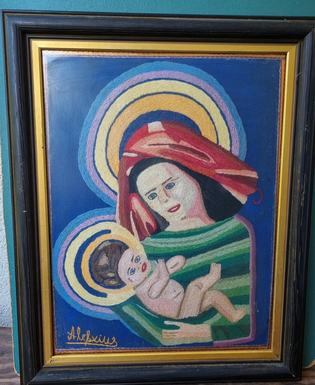 Vintage Embroidered Madonna and Child Icon, Signed Framed Art ,1978s - Etsy