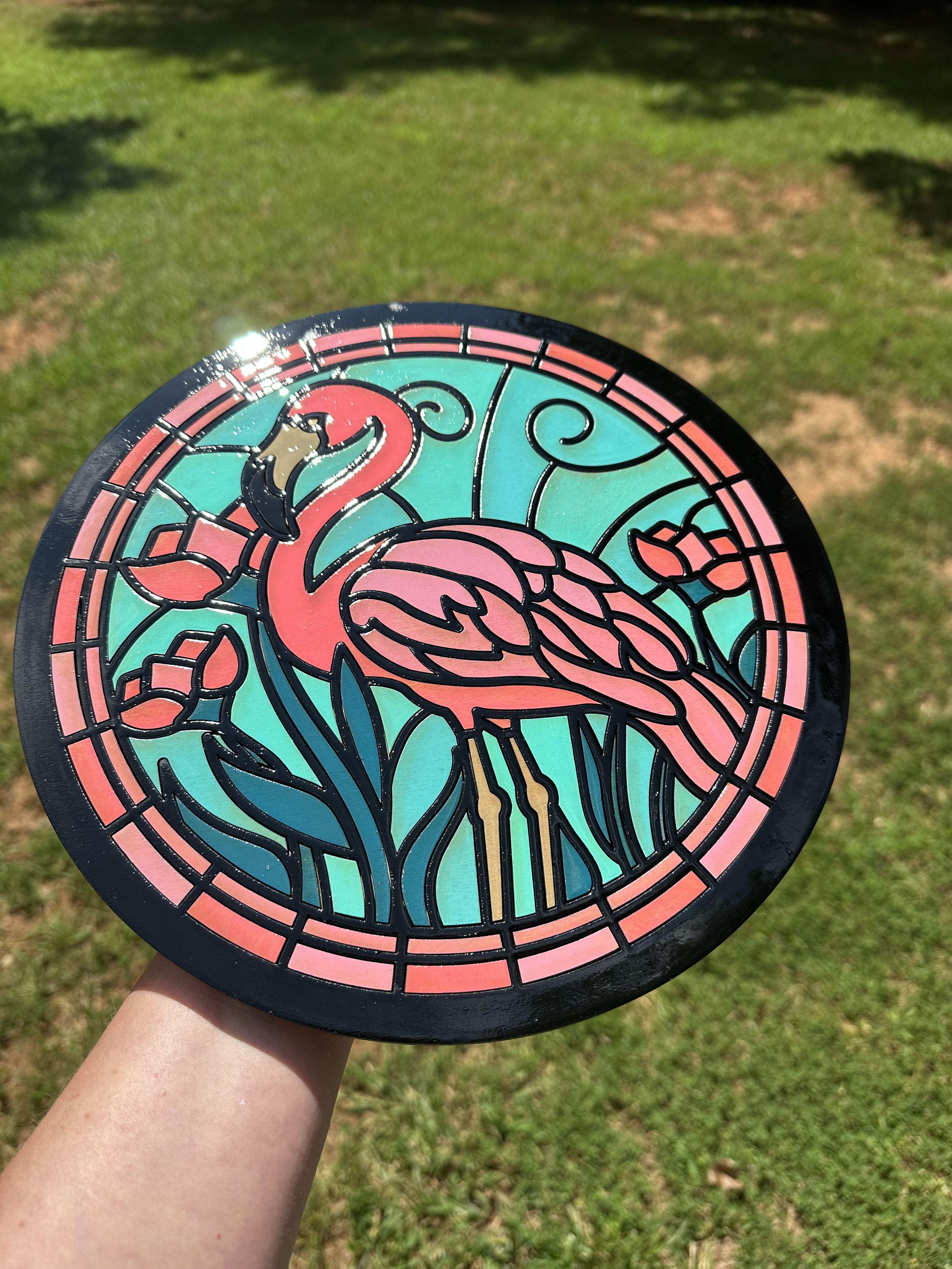 Flamingo Stained “glass” Wooden Plaque - Etsy