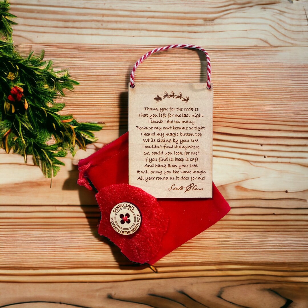 Santas Lost Button Wooden Ornament Set, Christmas Magic Decor - Etsy