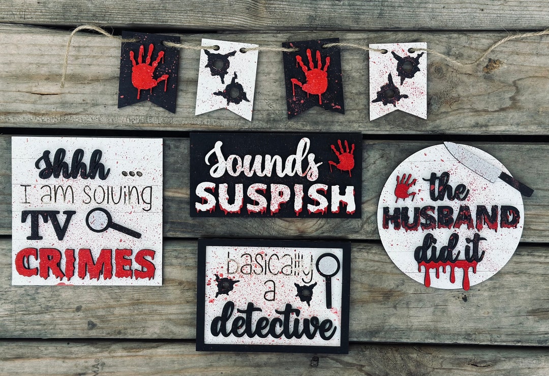 True Crime Tiered Tray Set, Detective, True Crime, Home Decor, Signs ...