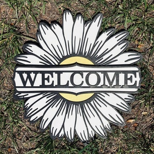 Daisy Welcome Door Hanger, Welcome Sign, Gifts for New Home, Flower ...