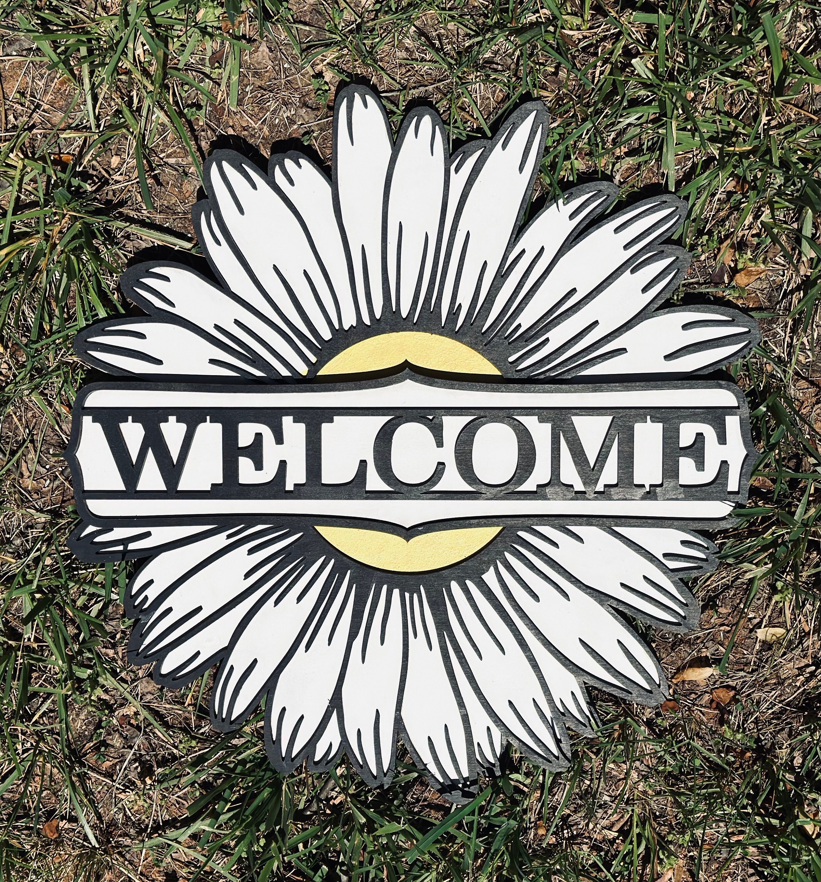 Daisy Welcome Door Hanger, Welcome Sign, Gifts for New Home, Flower ...