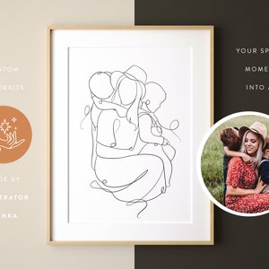 Custom Family Portrait Personalized Line Art Digital - Etsy