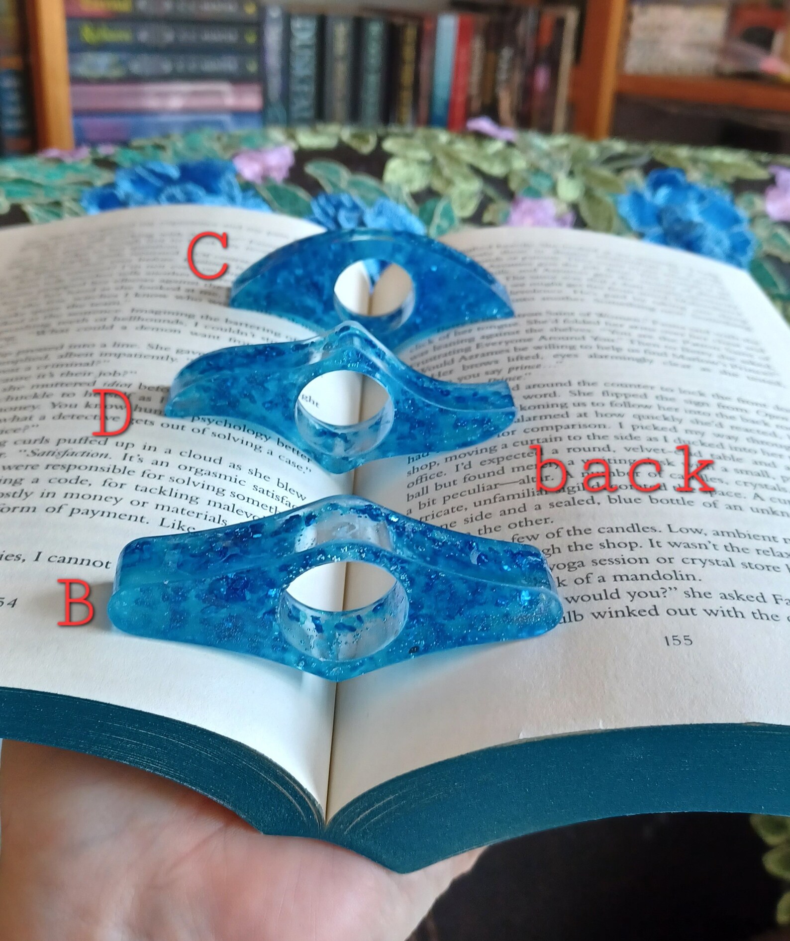 Sparkle Blue Resin Book Page Holder, Thumb Page Holder, Page Spreader ...