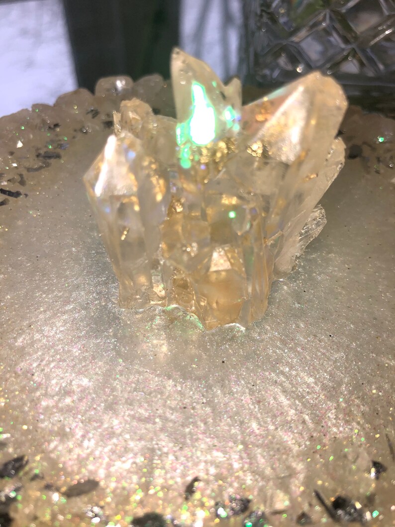 Pearl White and Gold Geode Jewelry Tray With Crystals | Etsy