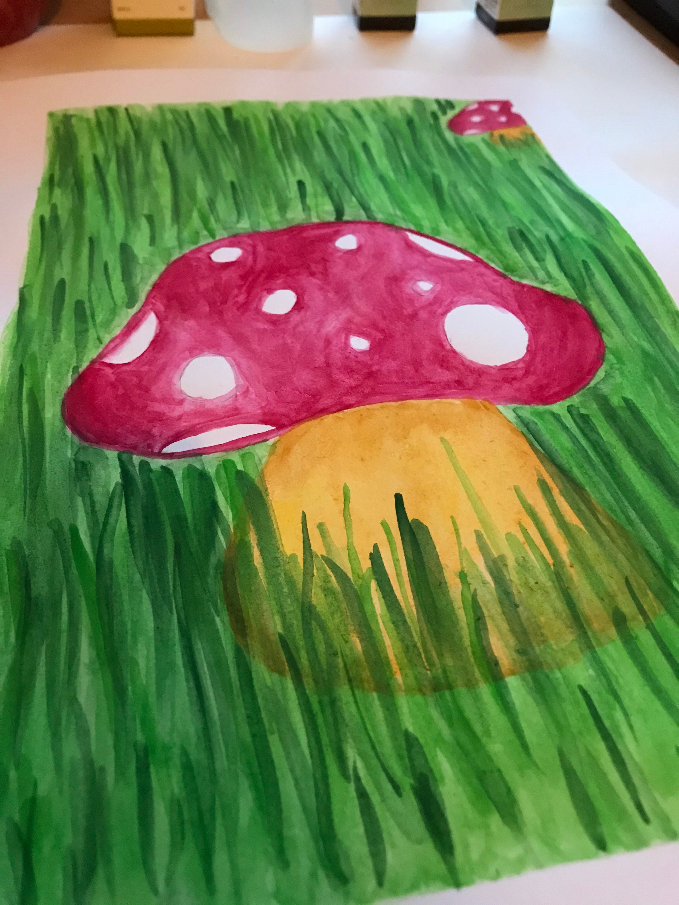 Watercolour Toadstool Painting - Etsy