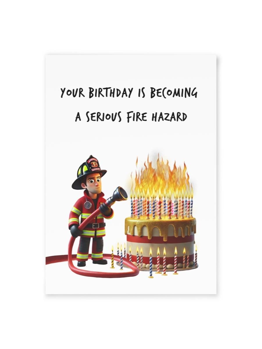 Greeting Card - Funny Firefighter Birthday Card - Etsy