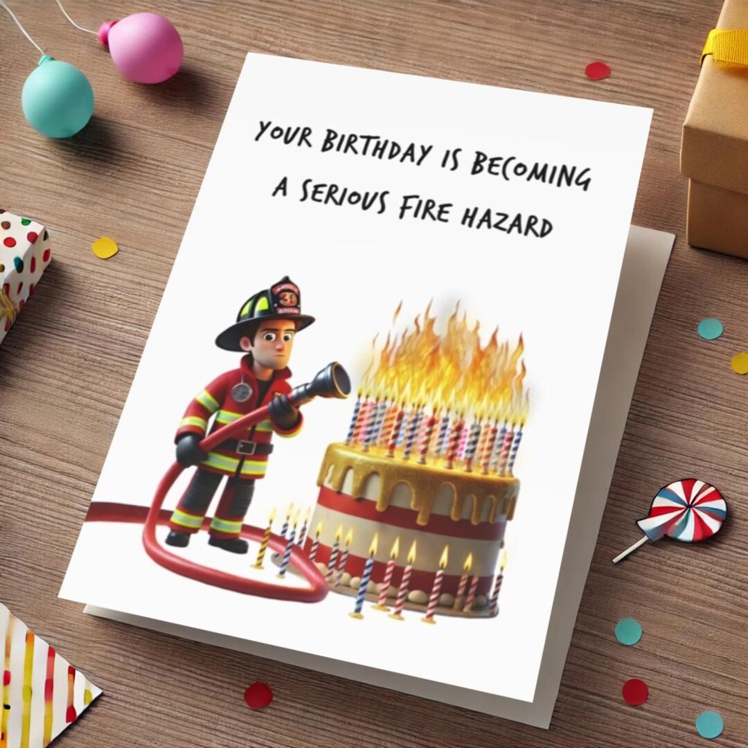 Greeting Card - Funny Firefighter Birthday Card - Etsy