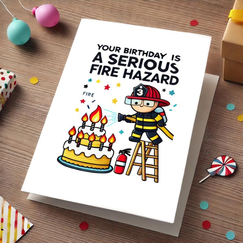 Funny Birthday Card | Digital Download | Fire Hazard Joke | Printable ...