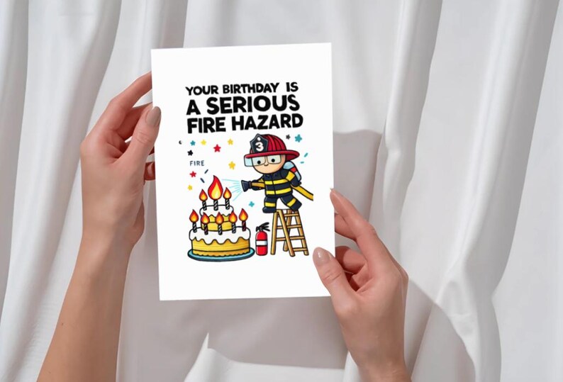 Funny Birthday Card | Digital Download | Fire Hazard Joke | Printable ...