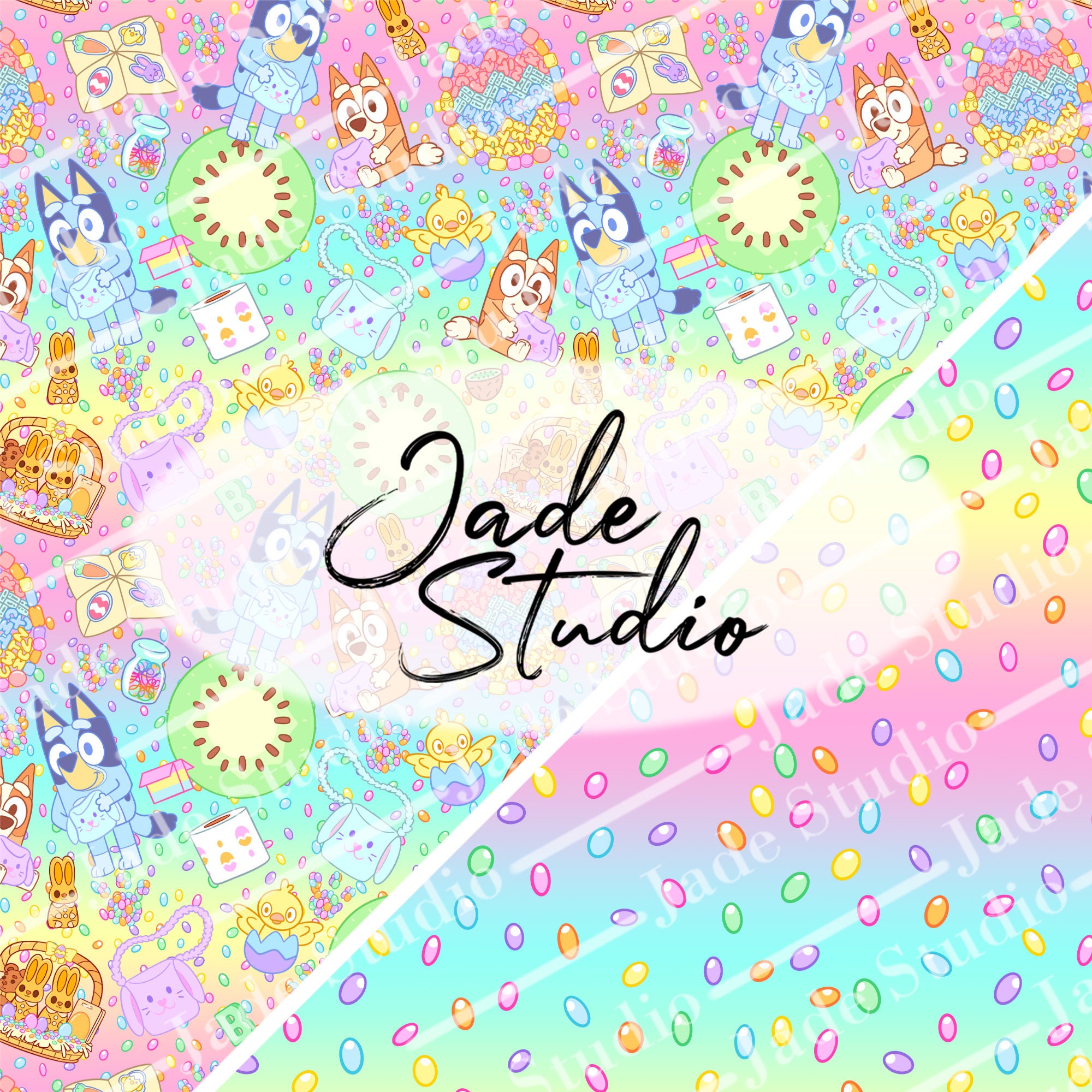 Blue Heeler Dogs Rainbow Easter Themed, Inspired Digital Seamless ...