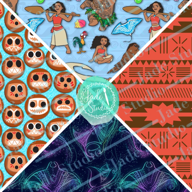 Moana 6 Digital Design Set Background Designs Seamless Pattern | Etsy