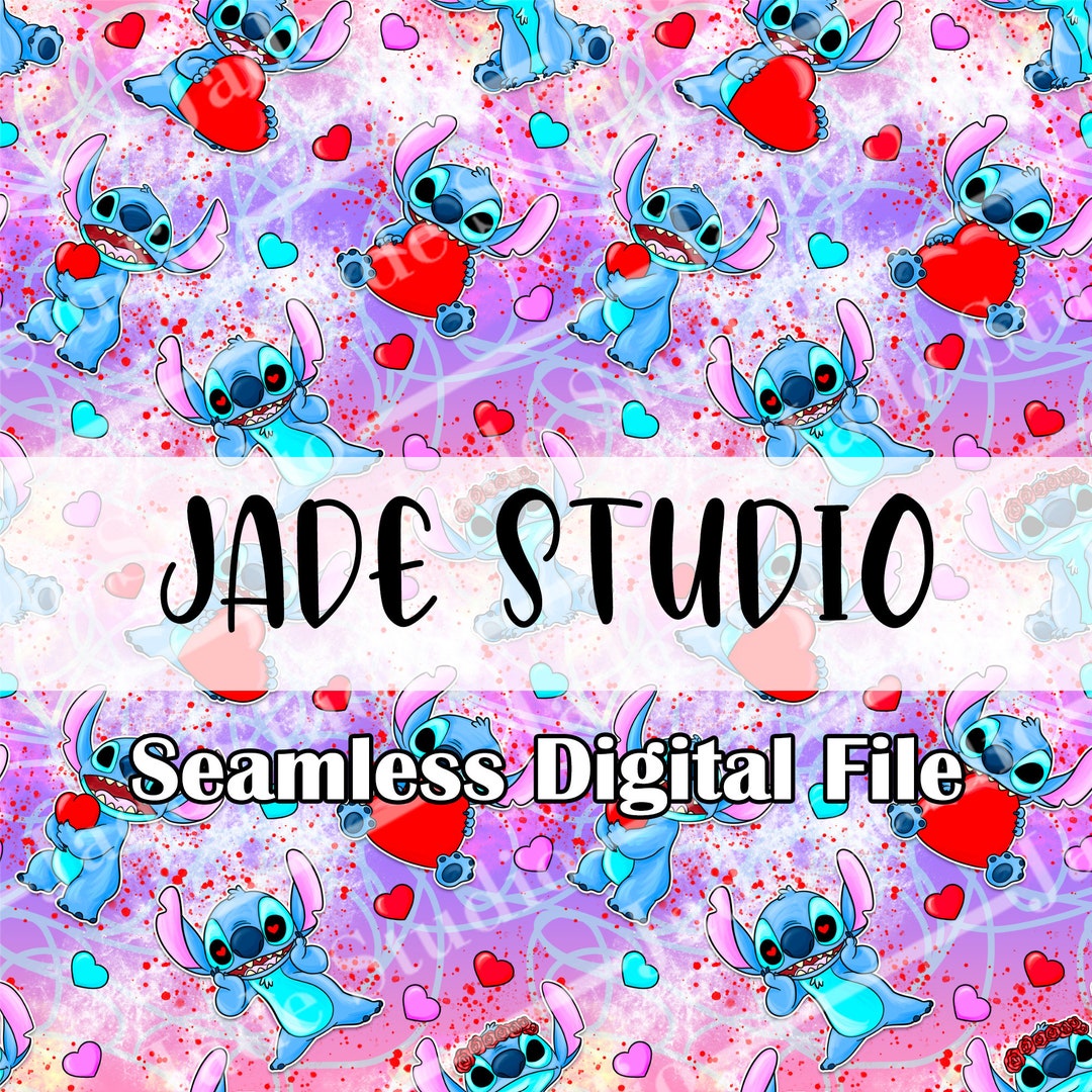 Blue Alien Valentine's Day Love Hearts Digital Seamless Pattern Design ...