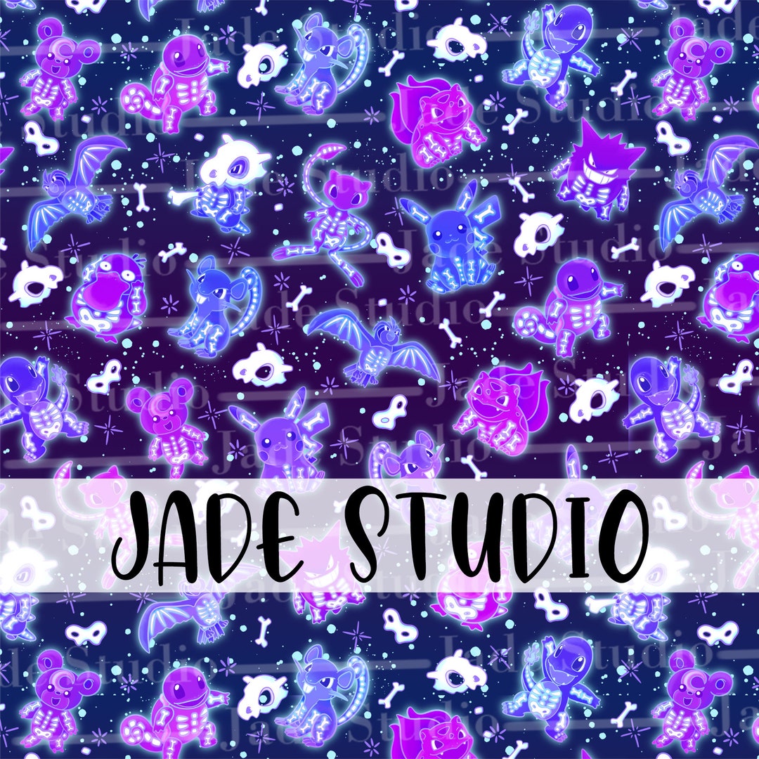 X-ray Pokie Skeleton Characters Inspired Digital Seamless Pattern ...