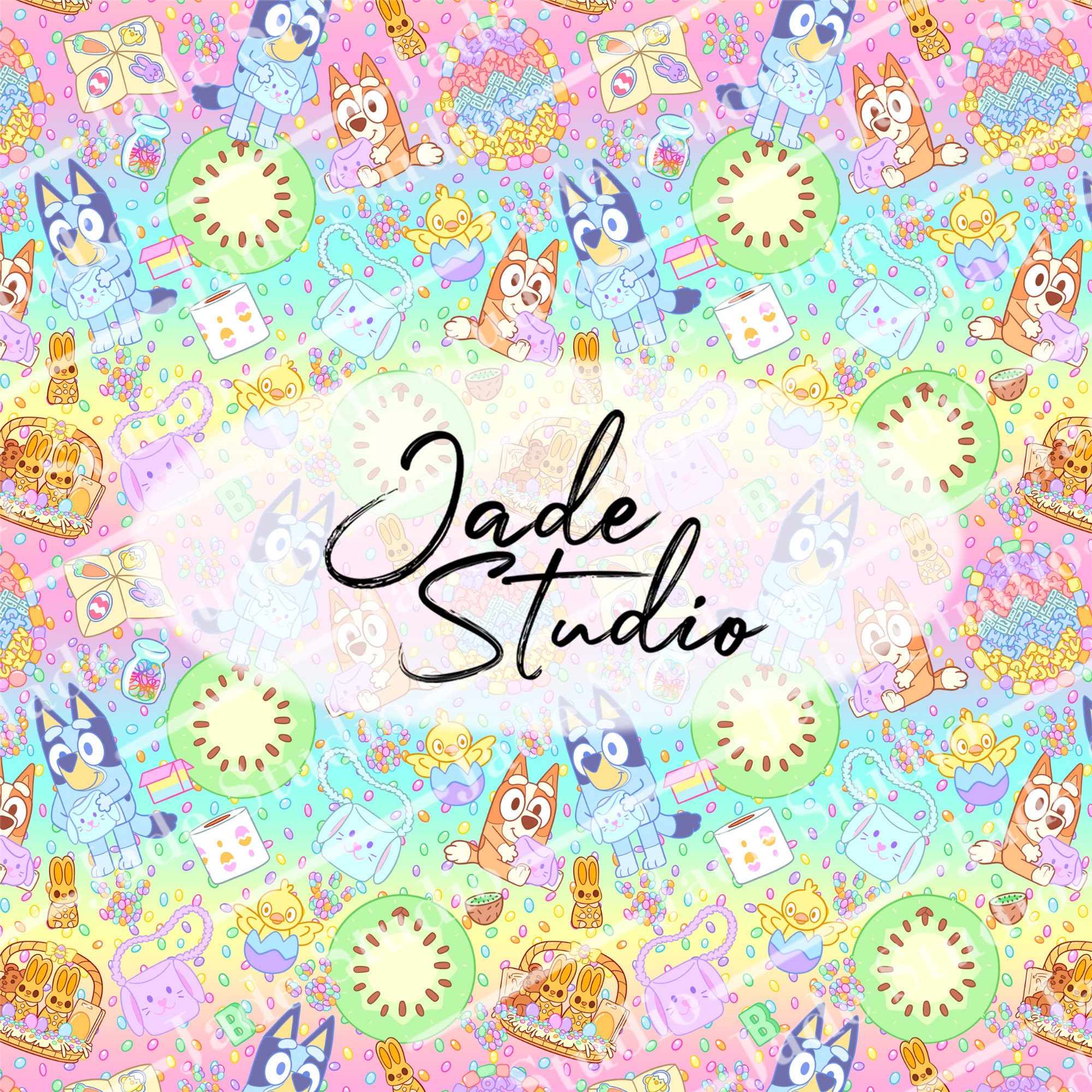 Blue Heeler Dogs Rainbow Easter Themed, Inspired Digital Seamless ...