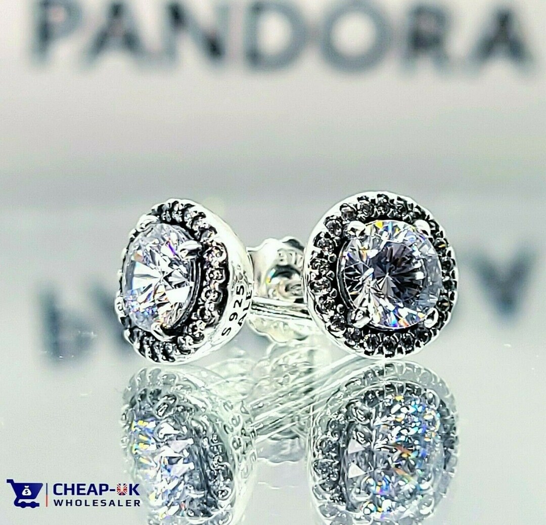 Pandora ALE Round Sparkle Halo Stud Earrings Rose Gold or Silver S925 ...