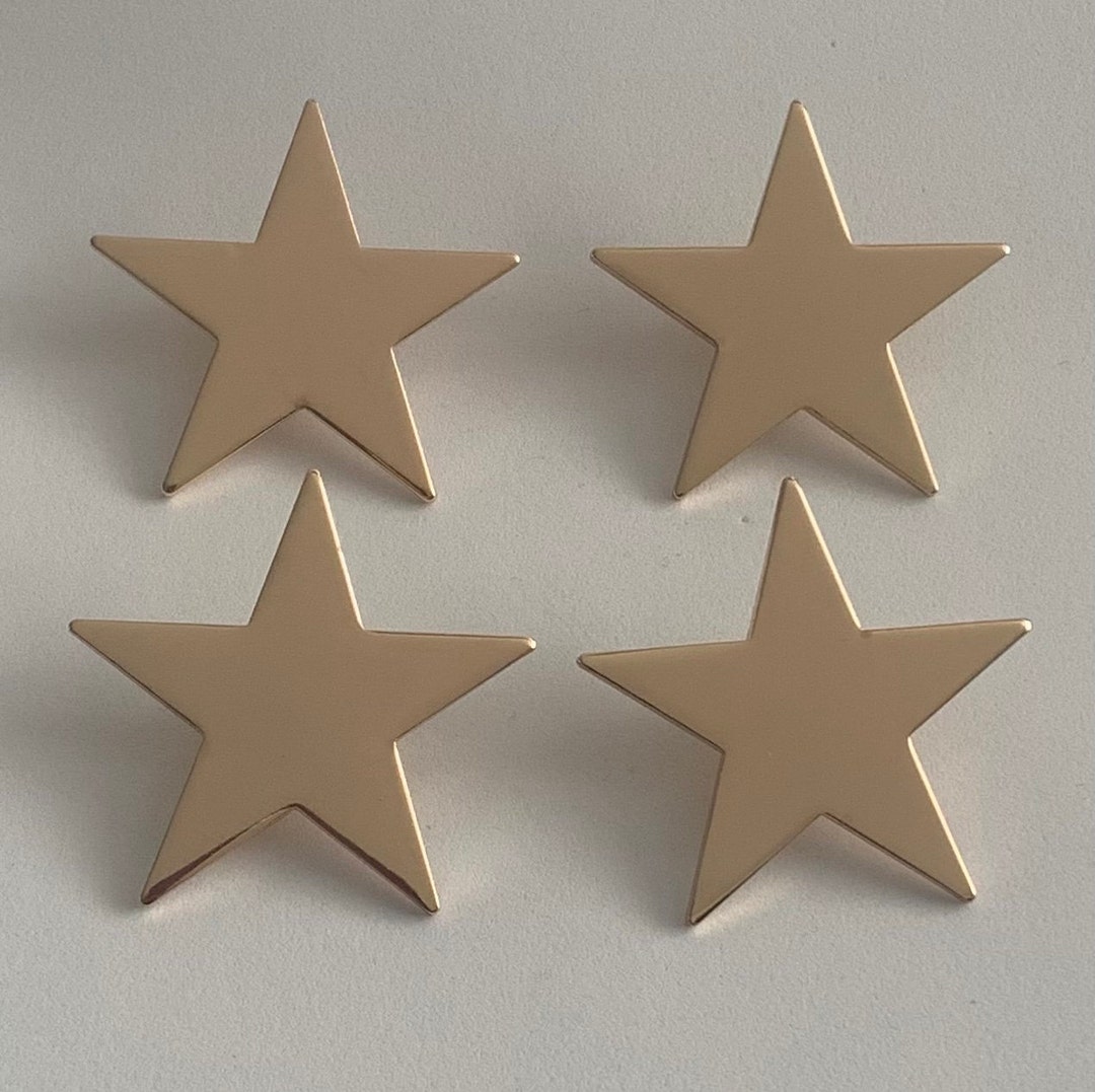 School Badges Metal Gold Star Pin Badges 4 Pack 35mm Point to Pint ...
