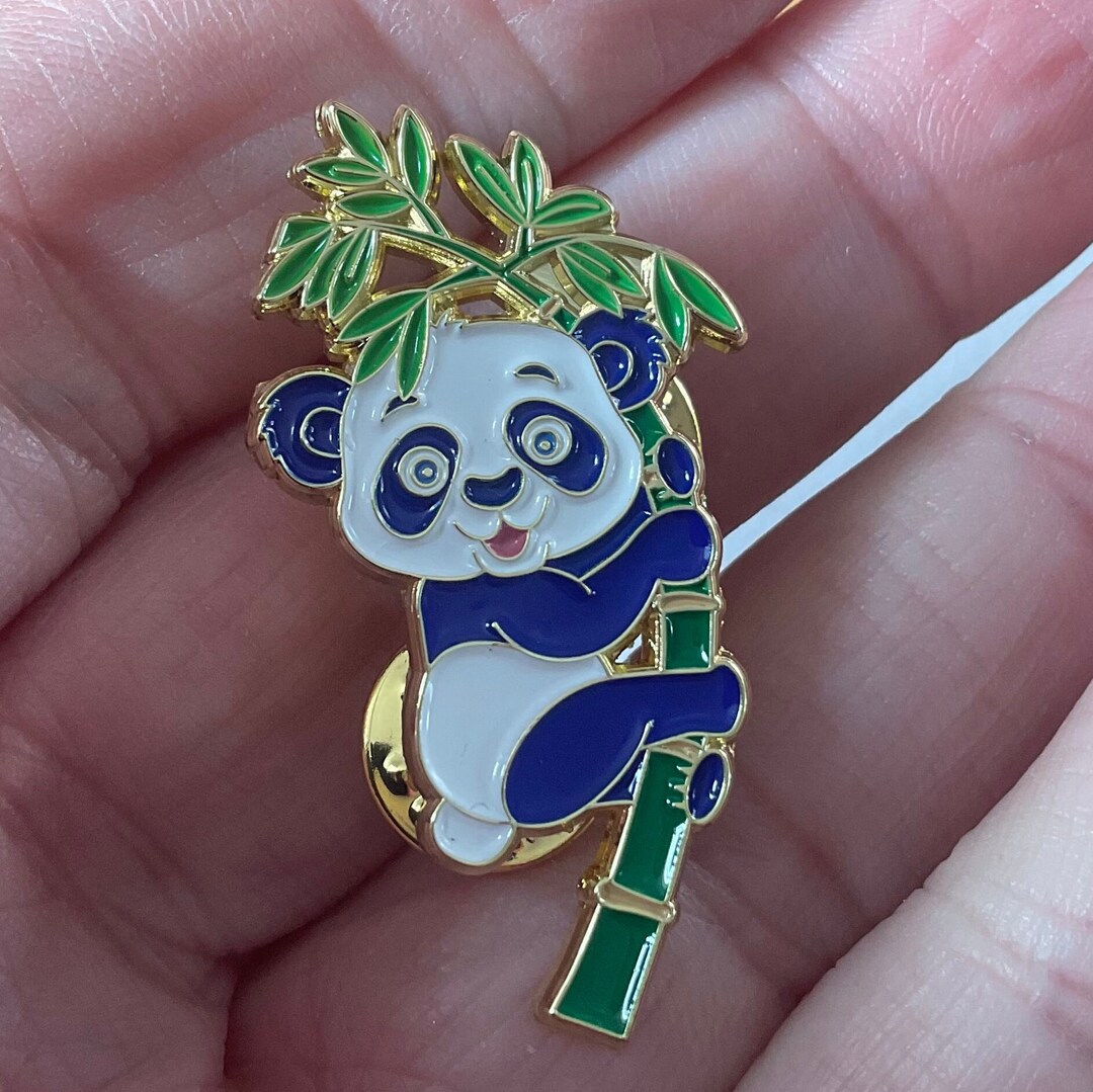 Blue Panda Badge Cut Enamel Pin Badge Dark Blue and White - Etsy