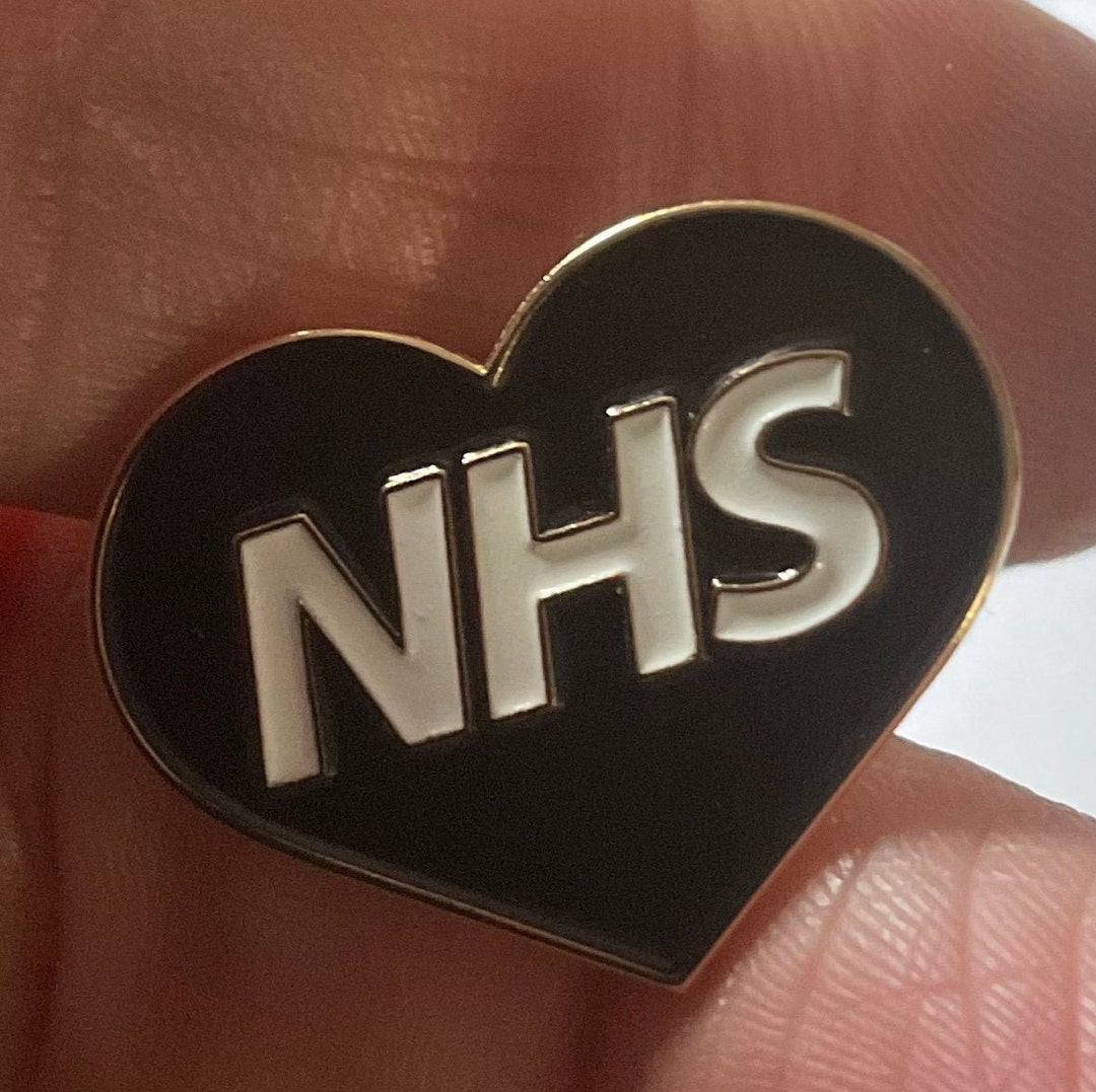 Nhs Badge Enamel Pin Badge Heart Shaped With Black Back Ground - Etsy