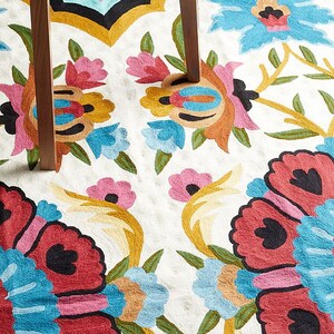 Free Shipping/ Rug Chain Stitch/ Hand Made Hand Embroidered Floor Wall ...