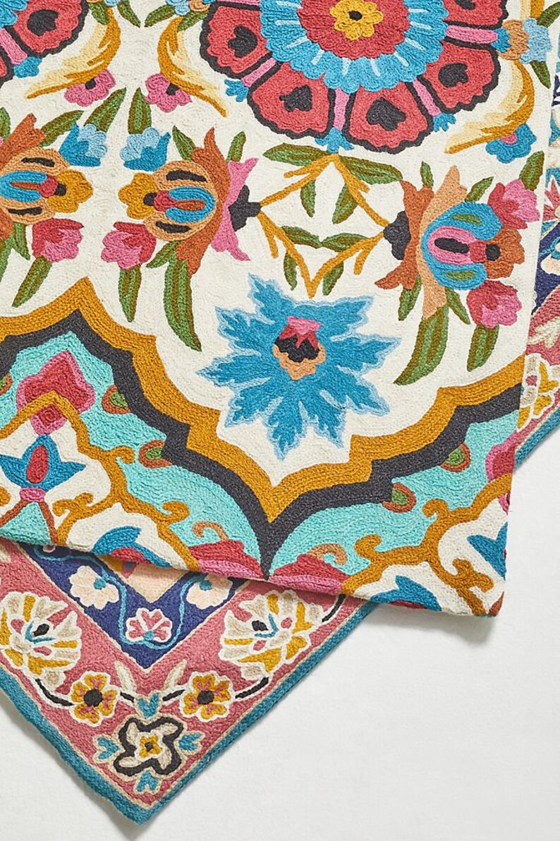 Free Shipping/ Rug Chain Stitch/ Hand Made Hand Embroidered - Etsy