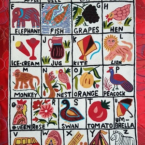 Free Shipping/ Rug Hand Made Hand Embroidered Floor Wall Rug/ Alphabet ...