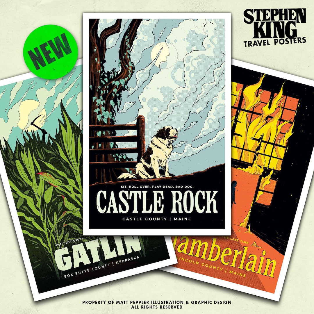 Stephen King Travel Poster Bundle – Castle Rock, Chamberlain & Gatlin ...