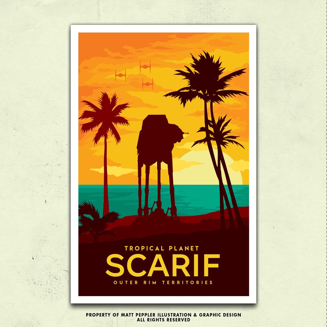 Vintage Scarif Travel Poster – Star Wars Wall Art – Retro Sci-fi Beach Planet Poster - Etsy