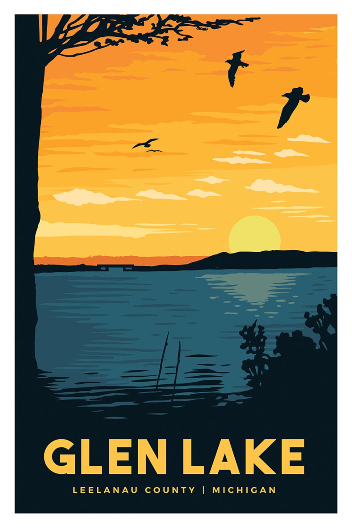 Glen Lake Travel Poster | Etsy