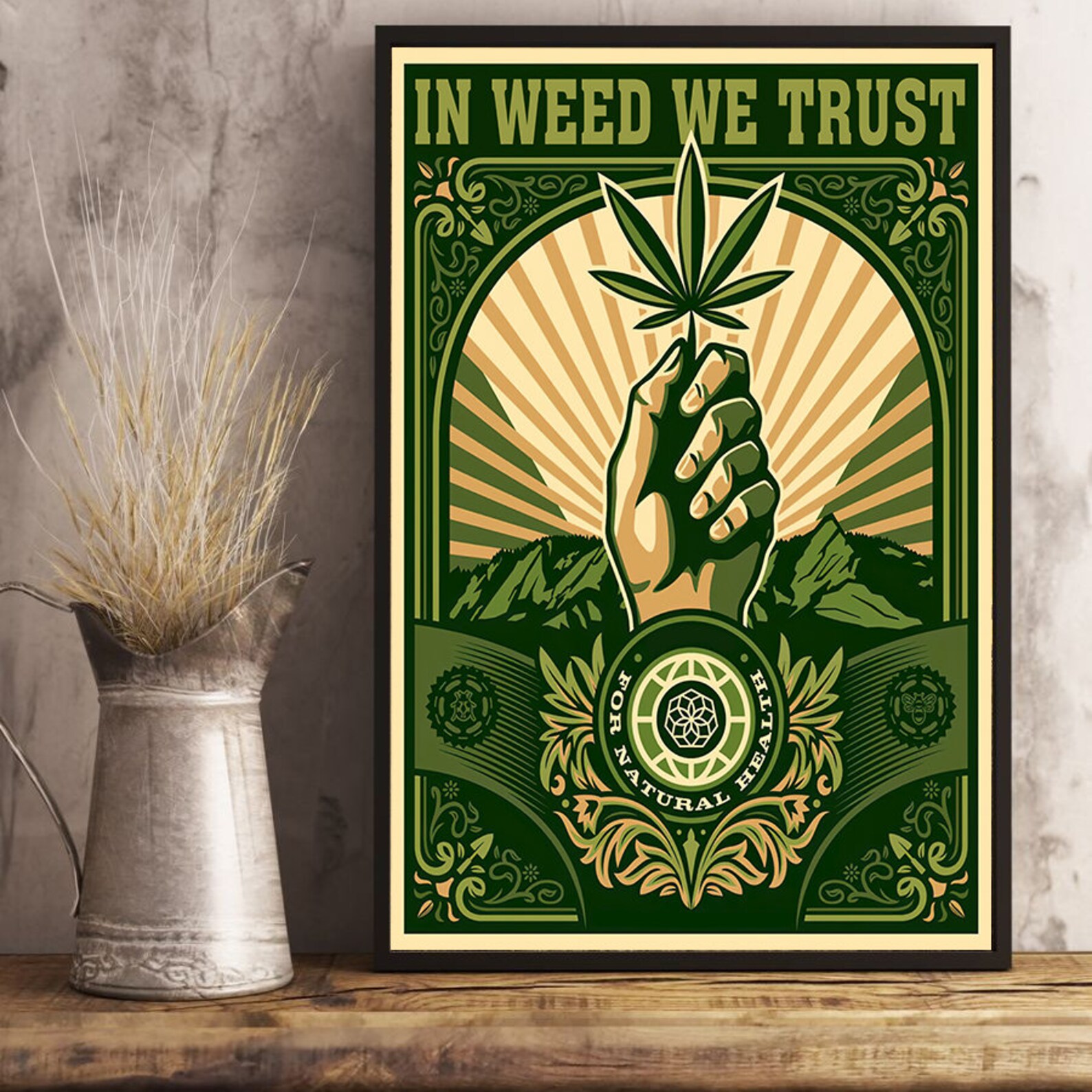Weed Lsd Psychedelic In Weed We Trust For Natural Health Wall | Etsy