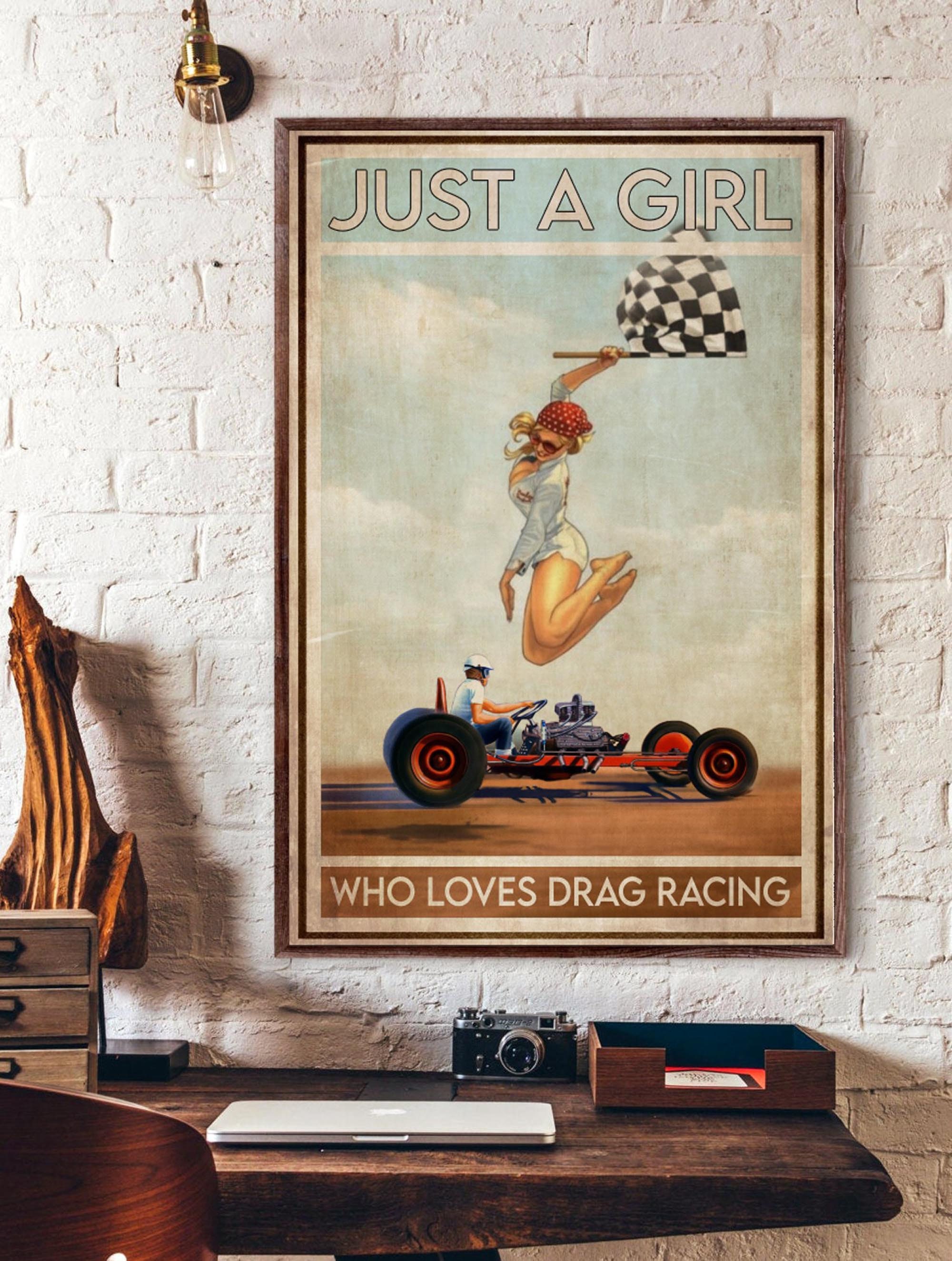 Just A Girl Who Loves Drag Racing Poster Drag Racing Poster Etsy