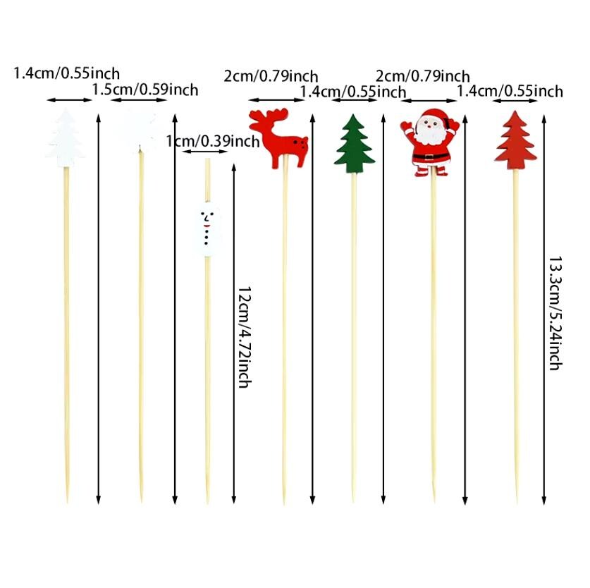 50pcs Christmas Bamboo Food Picks | Santa Toothpicks for Dessert ...