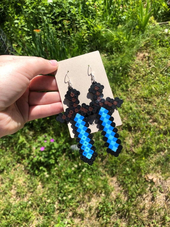 Minecraft Sword Perler Bead Earrings | Etsy