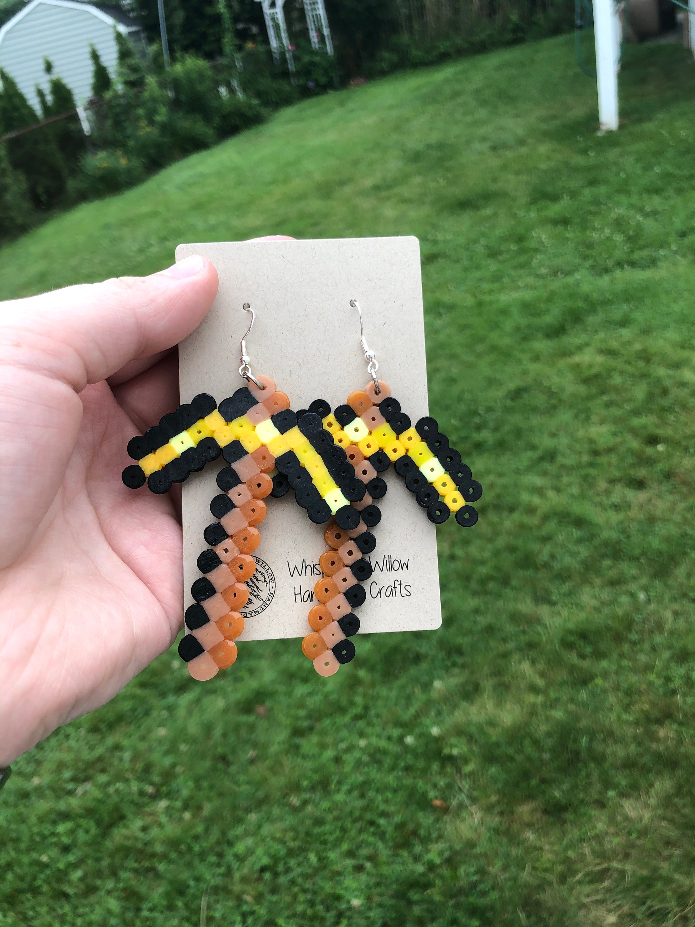 Minecraft Pickaxe Perler Bead Earrings - Etsy