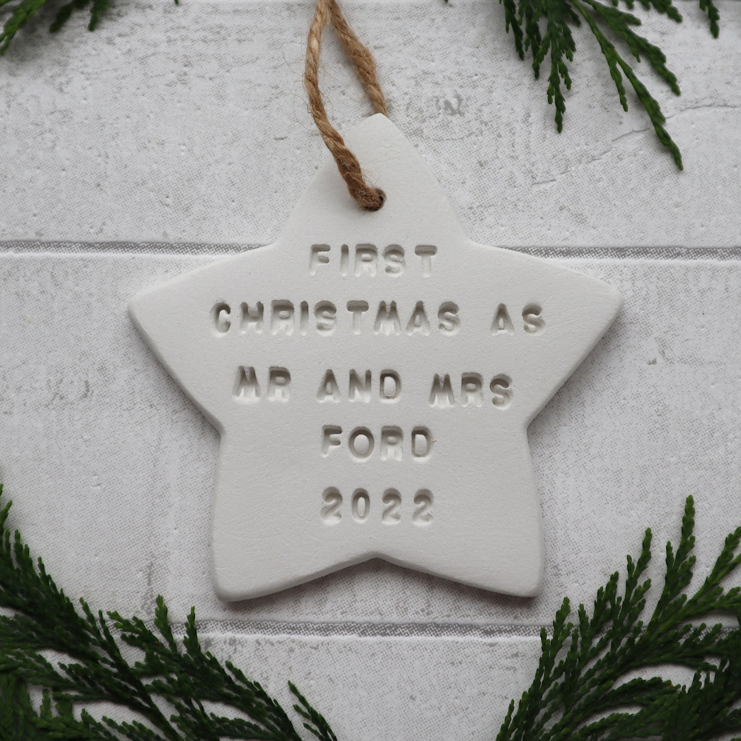 Personalised First Christmas as Mr and Mrs Star Clay - Etsy UK