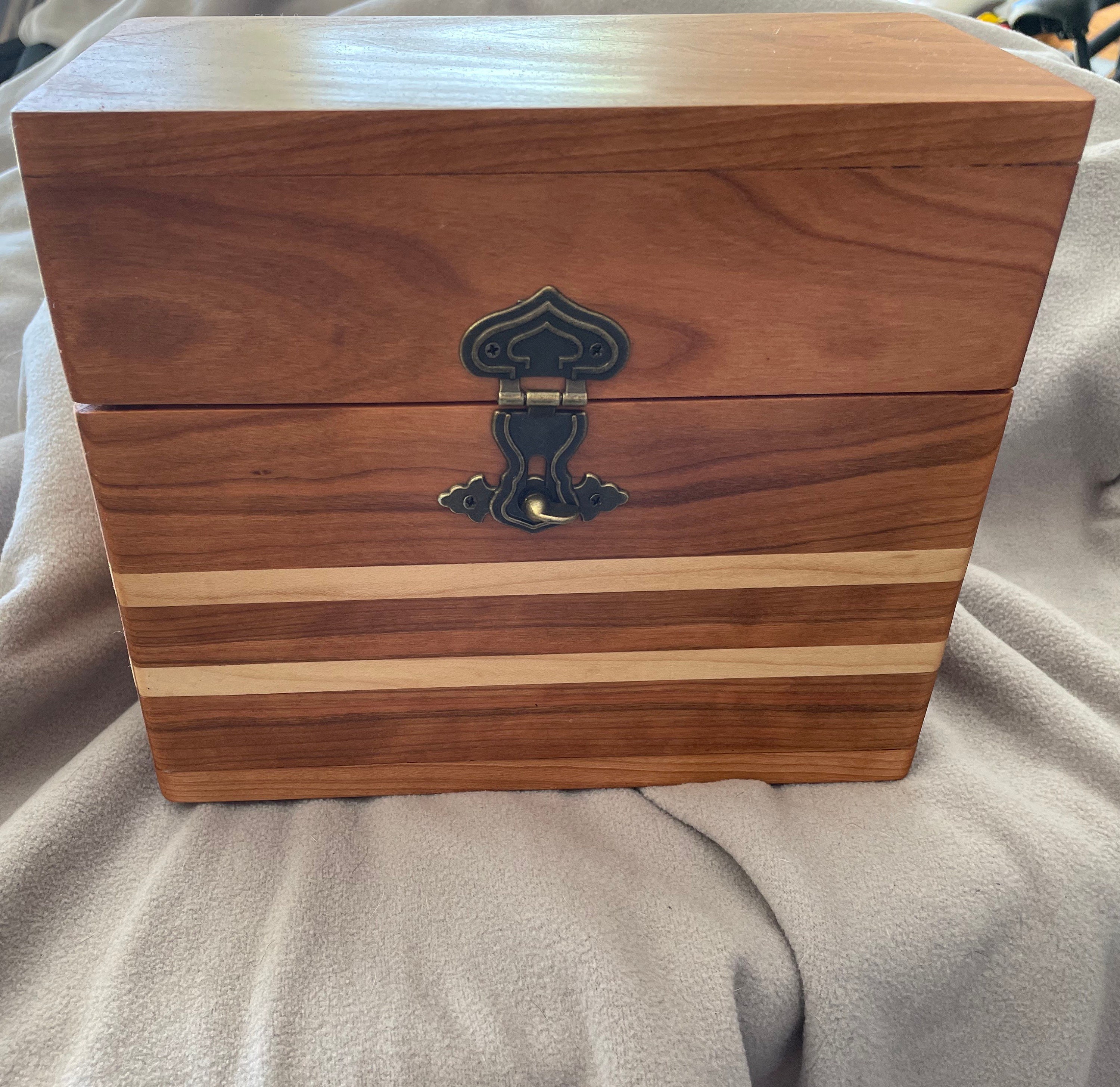 Cherry Wood and Maple Stripes Box/keepsake Box/jewelry Box Handmade - Etsy