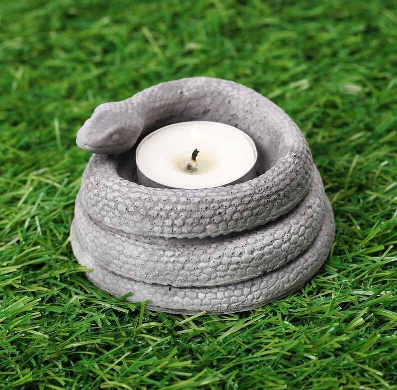 3D Concrete Candlestick snake silicone mold candle plaster | Etsy