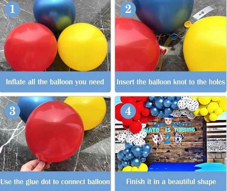 134 Dog Paw Red Yellow Metallic Blue Balloons Garland Arch Kit - Etsy