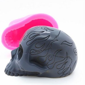 3D Fire Skull Silicone Mold, Candle Plaster Silicone Mold, Cake Mold ...